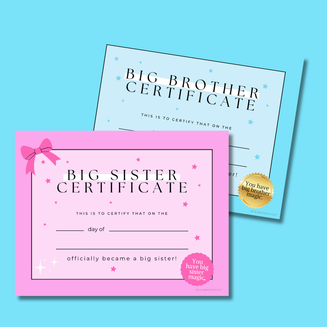 Big Sister/Brother Certificate – Celebration Stylist