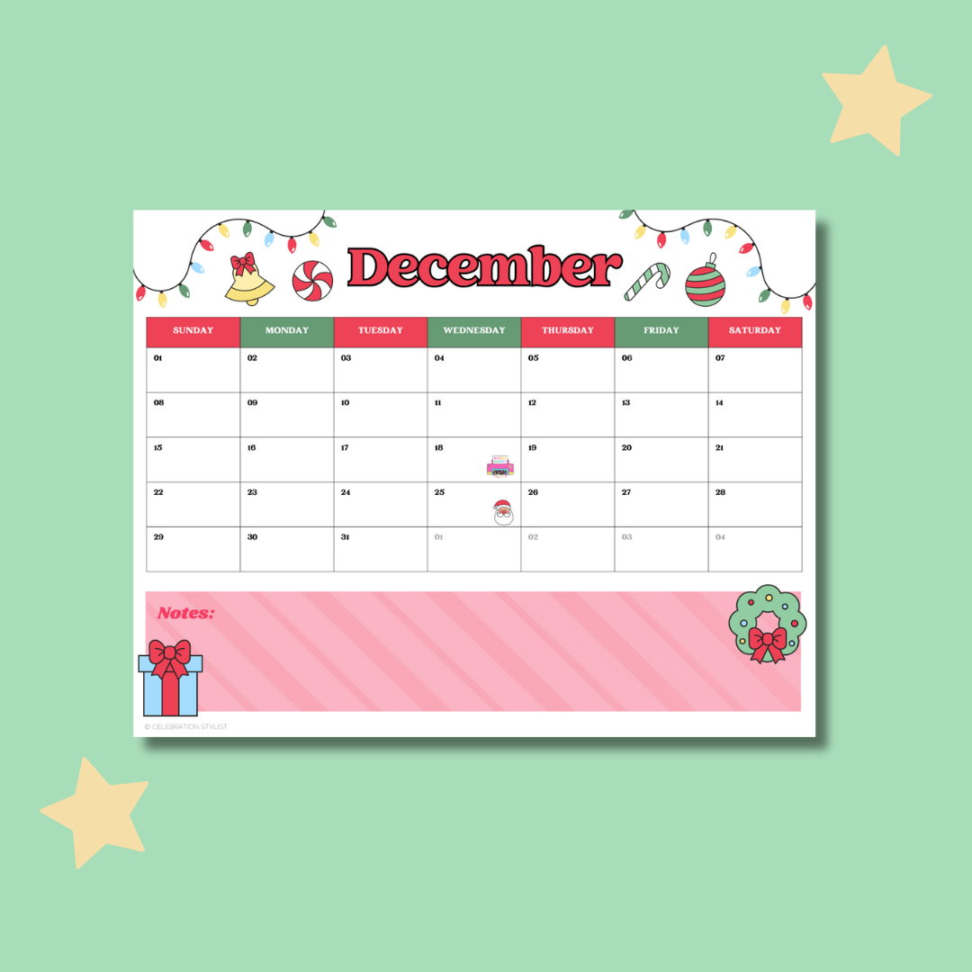 December Calendar – Celebration Stylist