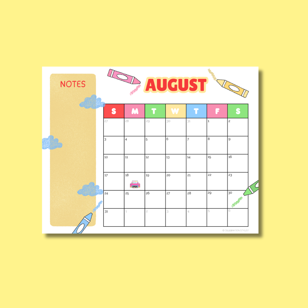 August Calendar – Celebration Stylist