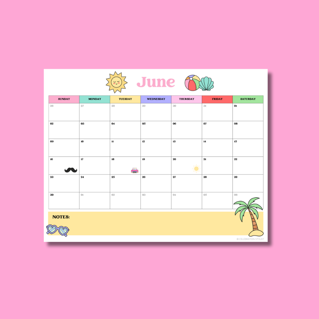June Calendar – Celebration Stylist