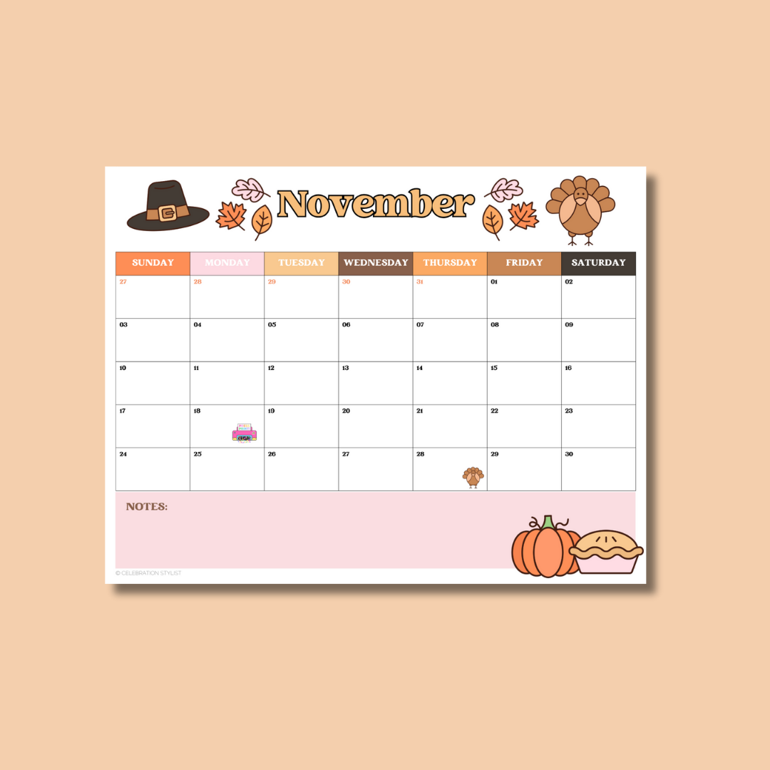 November Calendar – Celebration Stylist